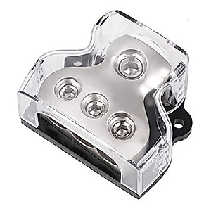 uxcell 3 Way Power Distribution Block 0 Gauge in 4 Gauge Out Power Ground Distributor for Splitter