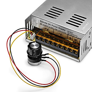 Genmitsu Air-Cooled 300W Brush DC Spindle Motor with 0-48V Output Adjustable Switching Power Supply, 52mm Clamp & ER11 Collet, ideal for CNC Machining