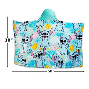 Lilo and Stitch Kids Blanket with Hood - Bundle with Stitch Wearable Plush Blanket for Travel Sleepover Airplane Car Road Trip 50x30 Inch | Stitch Hooded Blanket