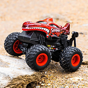 Remote Control Monster Truck Toys, 1:20 Scale RC Shark Monster Trucks with Light & Music, 2.4Ghz Remote Control Car Boys 4-7 & 8-12, Remote Control Truck with 360° Spin Walk Upright & Drift