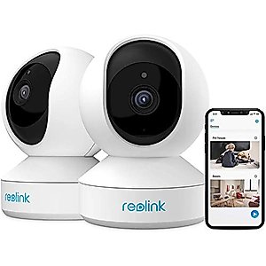 REOLINK Home Security Camera System, 3MP HD Plug-in Indoor WiFi Camera, Pan Tilt Pet Camera, Baby Monitor, Night Vision, 2 Way Audio, Motion Alerts, Local SD Card Storage, E1(2 Pack)