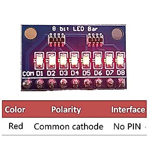 3.3V 5V 8 Bit Red Common Anode LED Indicator Module DIY kit No Pin(1)