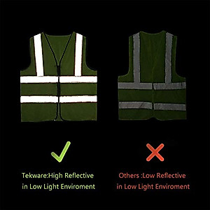 Tekware Safety Vest with High Reflective Strips, Pack of 10 Bright Neon Color Construction Protector with Zipper, Size XXL