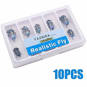 YZD Realistic Fly Fishing Dry Wet Nymph Trout Flies Topwater Lures for Freshwater Saltwater High Simulation Hand Tie Lure Kits 10 pcs