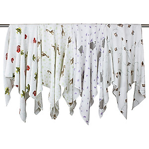 j & alex's Hand Dyed 100% Cotton Muslin Swaddle Blankets - White, Set of 4, Baby Receiving Blankets for Boys & Girls, Large 47 x 47 inches