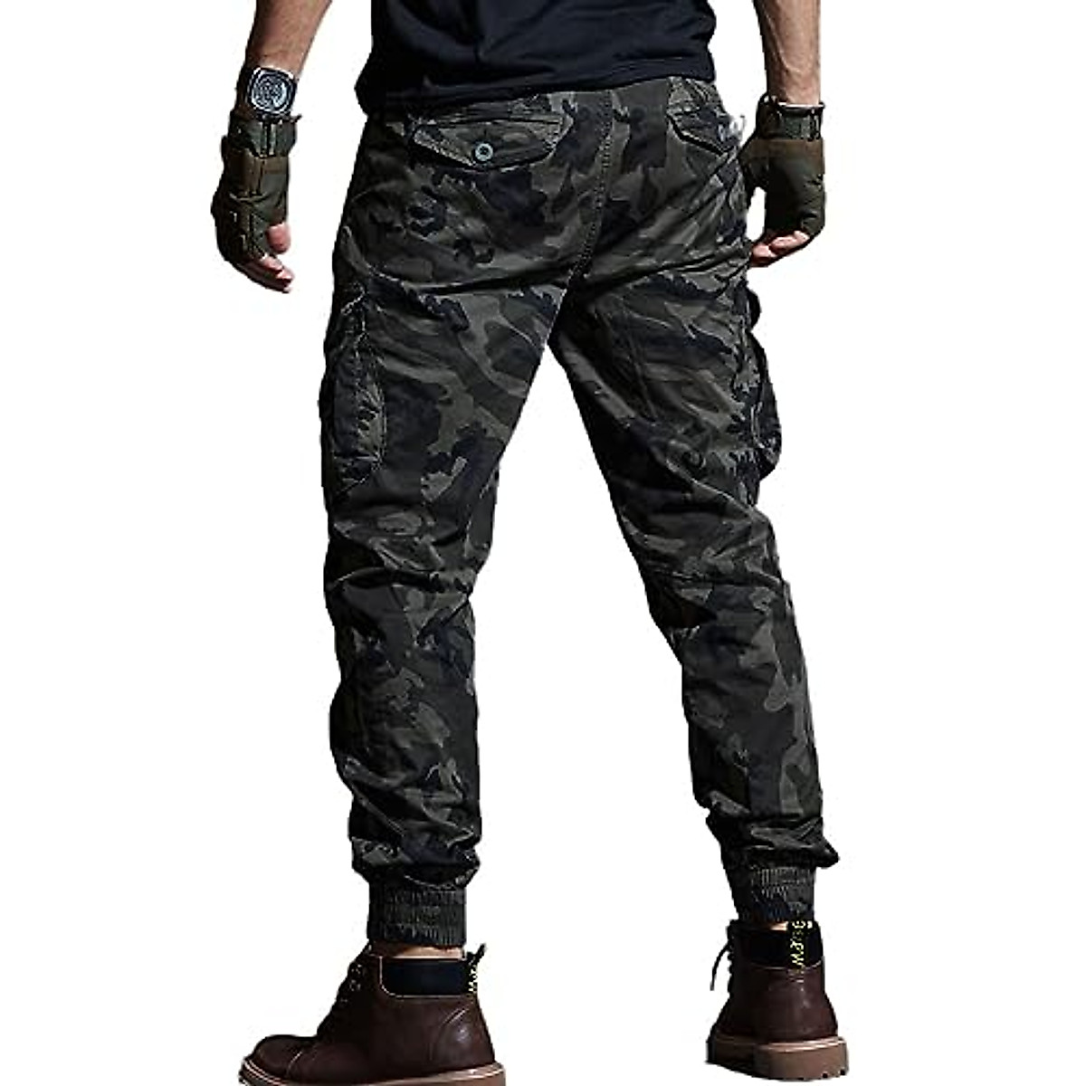 Men's Cargo Joggers Work Camo Chino Utility Combat Pants Trousers with Multi Pockets for Fall and Winter 38