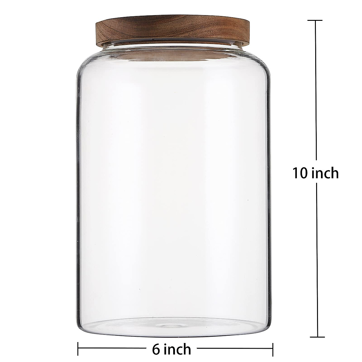 Bekith 1 Gallon Glass Jar with Wooden Airtight Lid, Large Food Storage Container/Canisters for Serving Tea, Coffee, Honey, Spice, Cereal, Egg, Kitchen Canister, Clear