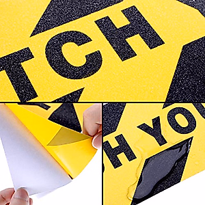 Watch Your Step Floor Decals Stickers 6 x 24 Inch Warning Sticker Adhesive Tape Anti Slip Abrasive Tape for Workplace Safety Wet Floor Caution (2 Pieces)