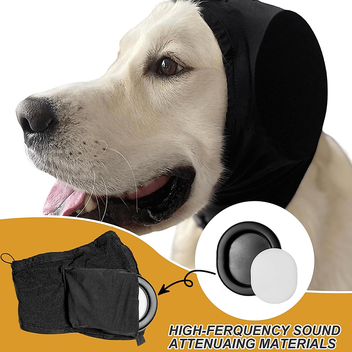 XJKLBYQ Dog Ear Muffs Noise Protection Noise Cancelling Headphones for Dogs, Dog Earmuffs, Dog Ear Plugs with Drawstring Fixing M