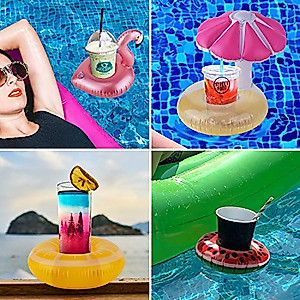 SAVITA 14pcs Inflatable Drink Holders with 1 pcs Air Pump, Cute Cup Coasters Drink Floats for Summer Pool Party Decorations, Fun Tub Toys for Kids