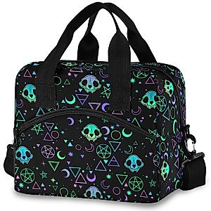 MNSRUU Insulated Lunch Bag Magic Skulls Lunch Bag Women Lunch Tote Men Lunch Cooler Bag Reusable Leakproof Lunch Box For Work School