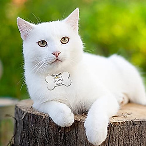 Hotop 16 Pieces Sublimation Blank Dog Tag Aluminum Dog Tag Bone Shaped Sublimation Blank Dog Tag Double Sided Dog Tag with Key Ring for Dogs and Cats Pet ID Tag