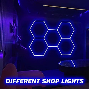 Hexagon Ceiling Lights,Creative Detail Lights,DIY Shaped Decorative Lights,LED Night Light for Shop,Garages,Basement,Gym,Gaming Room,Club,Plug & Play,145W,5Pack (Blue)