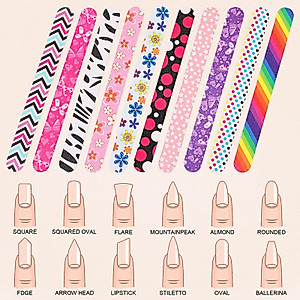 IFUNSON Professional Nail File, Colorful Double Sided120/180 Grit Emery Boards, Manicure Pedicure Tool and Nail Buffering Files, 10 Pack