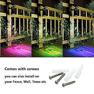 RGB Solar Spotlights Landscape Lights Outdoor 2-in-1 LED Spot Lights IP65 Waterproof Tree Lights Dusk-to-Dawn Solar Powered Security Wall Lamp for Garden Yard Floor Pathway Patio (7 Changing Colors)