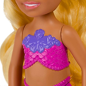 Barbie Dreamtopia Chelsea Mermaid Small Doll with Removable Hair Accessory, Wavy Blonde Hair & Ombre Tail, Bends at Waist