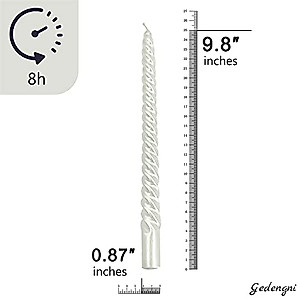 Gedengni 4pcs White Twist Taper Candle, Spiral Taper Candle, Taper Twisted Dinner Dining Table Wedding Spiral Long Candles Wax