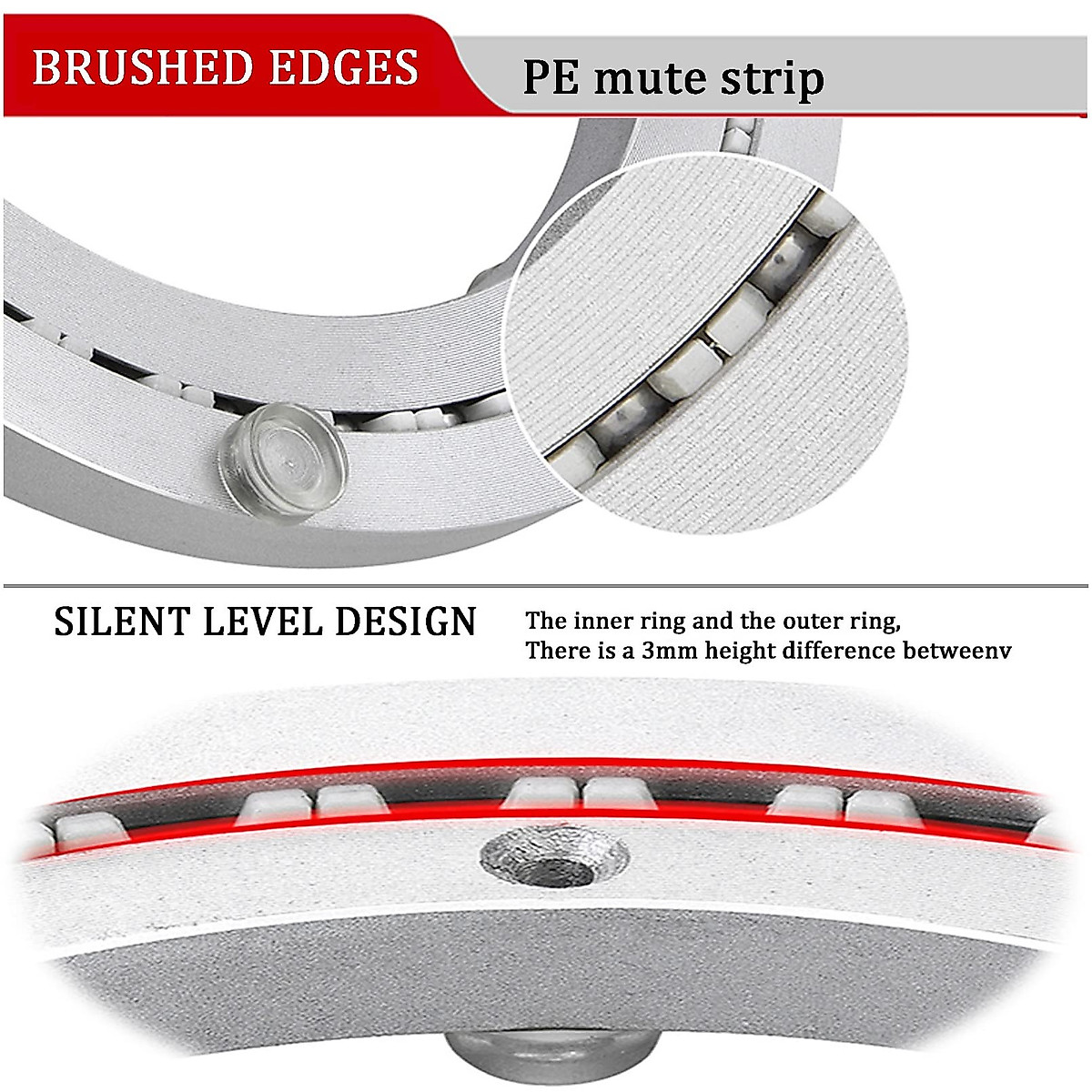 Aluminum Lazy Susan Bearing Turntable Ring Heavy Loads Base For Round Table Ø 8in 10in 12in 14in 16in 20in 24ni 27in 32in 360 Degree Swivel Turntable, For Glass/Granite/Wood Kitchen Ding Table