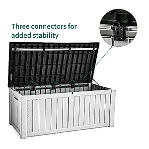 YITAHOME 120 Gallon Outdoor Storage Deck Box, Large Resin Patio Storage for Outdoor Pillows, Garden Tools and Pool Toys, Waterproof, Lockable (Black&White)