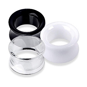 Pierced Owl Hollow Acrylic Double Flared Saddle Tunnel Plug Gauges, Sold As Pair (Clear, 10mm (00GA))