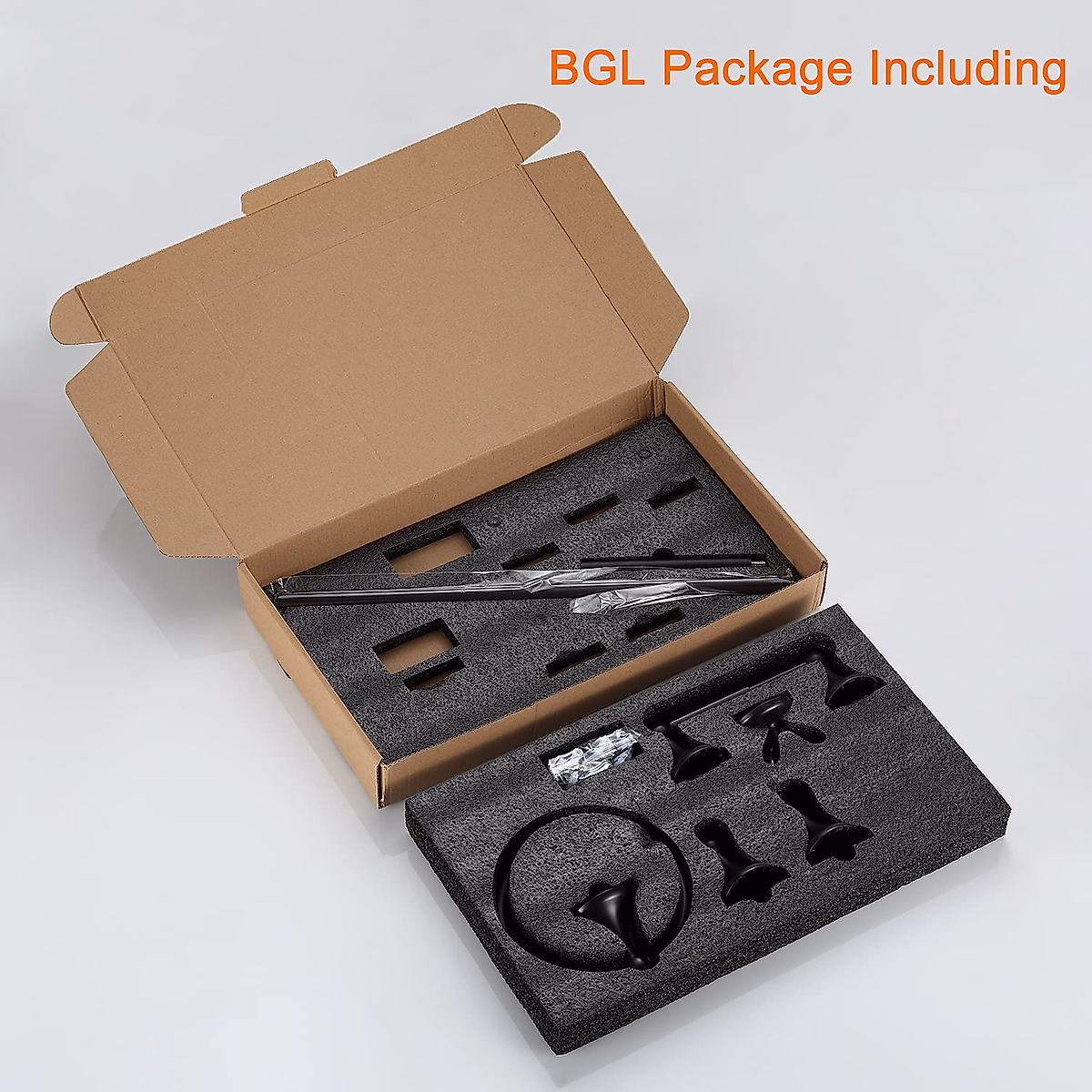 BGL Bathroom Hardware Set, Oil-Rubbed Bronze Adjustable Expandable Towel Bar 4-Piece ORB Bathroom Accessory Set Wall Mounted Robe Hook Toilet Paper Holder Towel Ring Towel Bar
