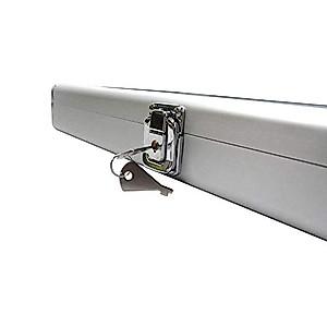 N'icePackaging 1 Qty Deluxe Locking Silver Metal Jewelry Display Case w/Buckle Clasp 2 1/4" Deep w/Glass Top - Key & Black Velcro Pad included