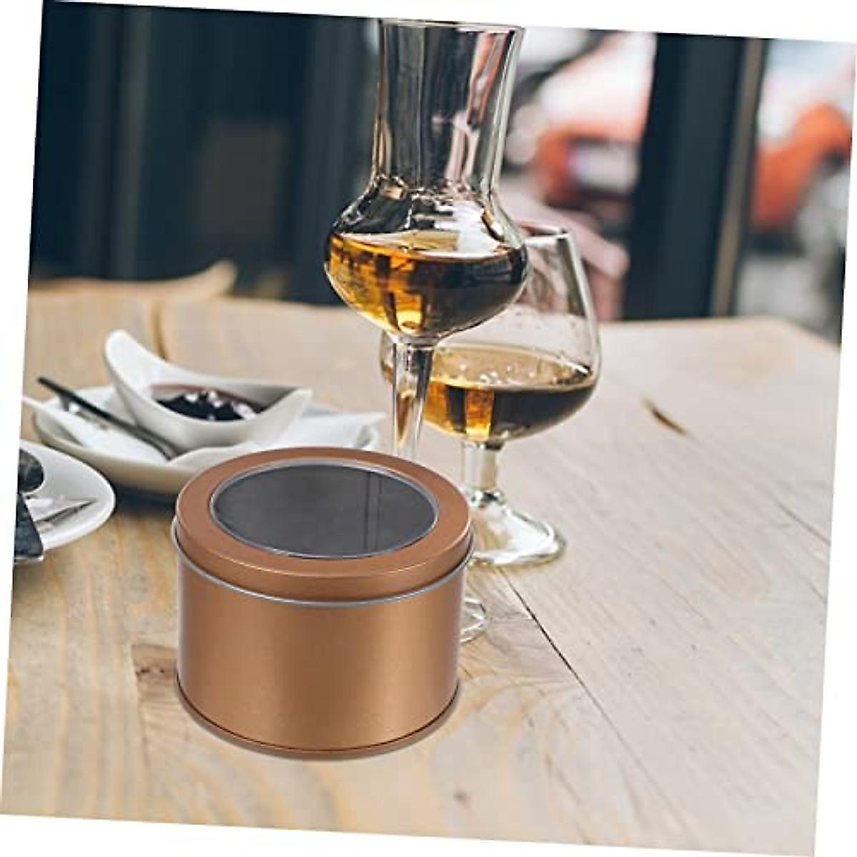 FUNOMOCYA 4 Pcs Boxes Tin Box with Window Mini Paper Cups Mini Cake Boxes Cake Containers Candle Containers with Lids Round Baking Cake Tins Tea Storage Can Dessert Container with Window