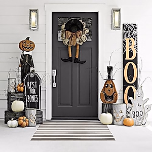 Black and White Striped Outdoor Rug, 2’ x 4.3’ Cotton Hand-Woven Reversible Front Porch Rug Washable Front Door Mat Entryway Rugs Welcome Layered Doormat Carpet for Patio Farmhouse Kitchen