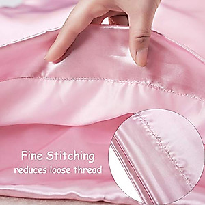 Chonty Satin Pillowcase for Hair and Skin, Cooling Satin Pillow Case Cover Silk Pillowcase Set of 2 with Envelope Closure (20x40, Pink)