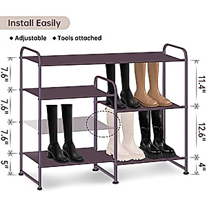 MISSLO Boot Shoe Rack for Closet Shoe 0rganizer 4 Tier Shoe Storage Shelf fits 20-Pair Sneakers for Garage, Entryway, Bedroom Floor, Bronze