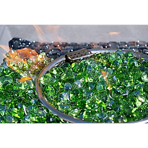 AKOYA Outdoor Essentials 10-Pound Fire Glass Diamonds 1-inch Reflective Tempered Crystal Beads for Fire Pit (10 lbs - 1 inch, Emerald Green)