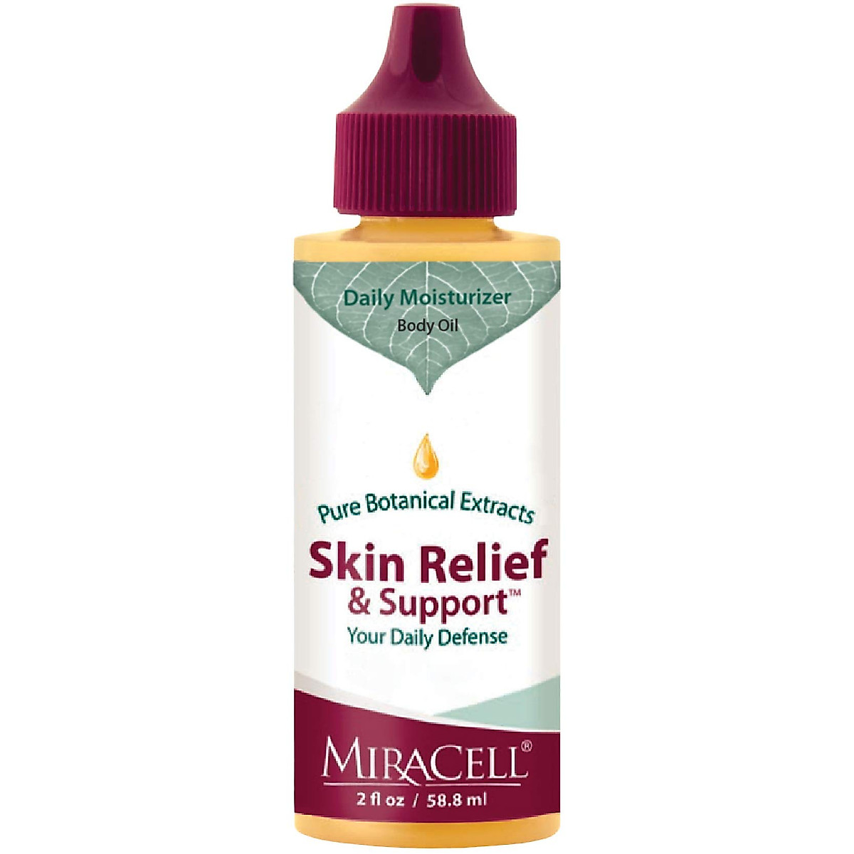 Miracell Skin Relief and Support, Apricot Kernel Oil, Coconut Oil, Sesame Oil Jojoba Oil, Avocado Oil, Camellia oil, Rosehip oil Vitamin E, Serum 2 oz