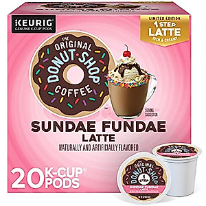 The Original Donut Shop Sundae Fundae One Step Latte, Keurig Single Serve K-Cup Pods, 20 Count