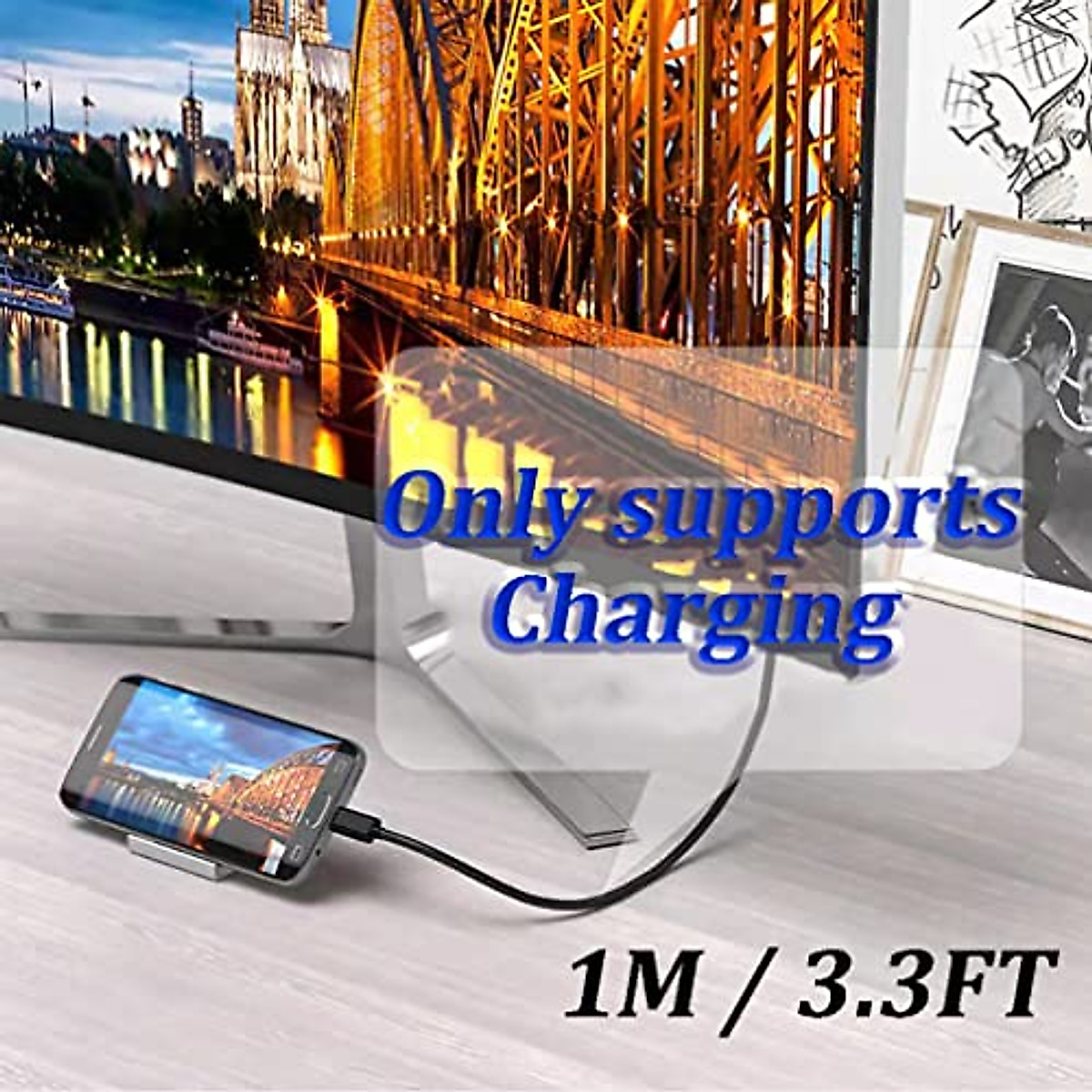 USB to HDMI Cord Cable, fenoero Hdmi USB Converter Cable Adapter USB 2.0 Male to HDMI Male Charger Cable Adapter, 1M / 3.3FT