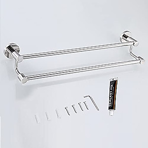 CL-ZZZ Stainless Steel Double Towel Rails, Polished Silver Finish Towel Bar 30cm-120cm, Wall Mounted Bath Towel Rod for Bathroom or Kitchen (Size : 35.4inch(90cm))