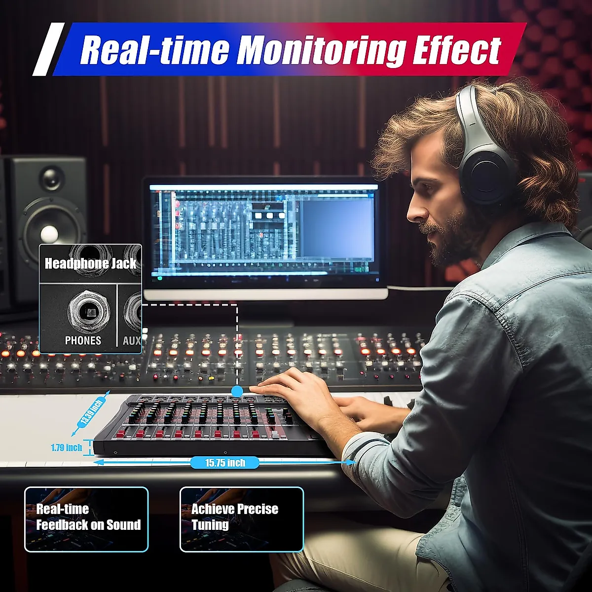 Professional Audio Mixer Sound Board Console USB bluetooth Audio Mixer DJ Live Mixing Console Dedicated Stereo 2-Track Bluetooth Live Studio Mixing Console Board(8 Channel)