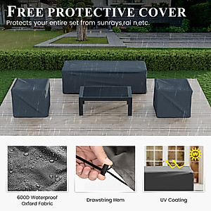 VONZOY Aluminum Patio Furniture Set, Grey Metal Outdoor Furniture Set,6 Piece Patio Furniture Set with Waterproof Covers for Backyard Garden