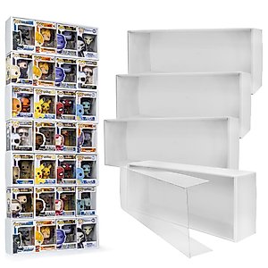 4X4 Version Display Case Compatible with Fnko Pop Boxes, Stackable 4 Single Row, with Transparent Cover to Protect Your Collection Against Dust (Holds 16 Pops)