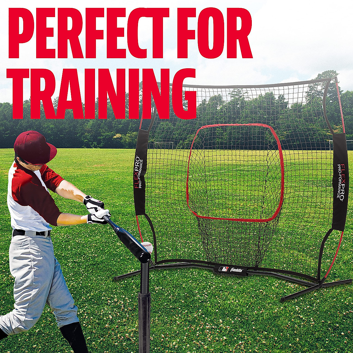 Franklin Sports MLB Flexpro Training Backstop Net and Pitching Target - Baseball and Softball Batting Practice Net - Portable Sport Net and Target, Black, 7' x 7'