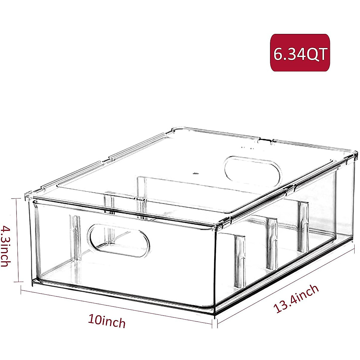 Refrigerator Organizer Bins with Pull-out Drawer, Large Stackable Fridge Drawer Organizer Set with Handle, BPA-free Drawable Clear Storage Cases for Freezer, Cabinet, Kitchen, Pantry Organization