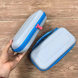 Orzly Case for Nintendo Switch Lite - Portable Travel Carry Case with Storage for Switch Lite Games and Accessories [Grey/Blue with a Tint of Pink Special Edition]