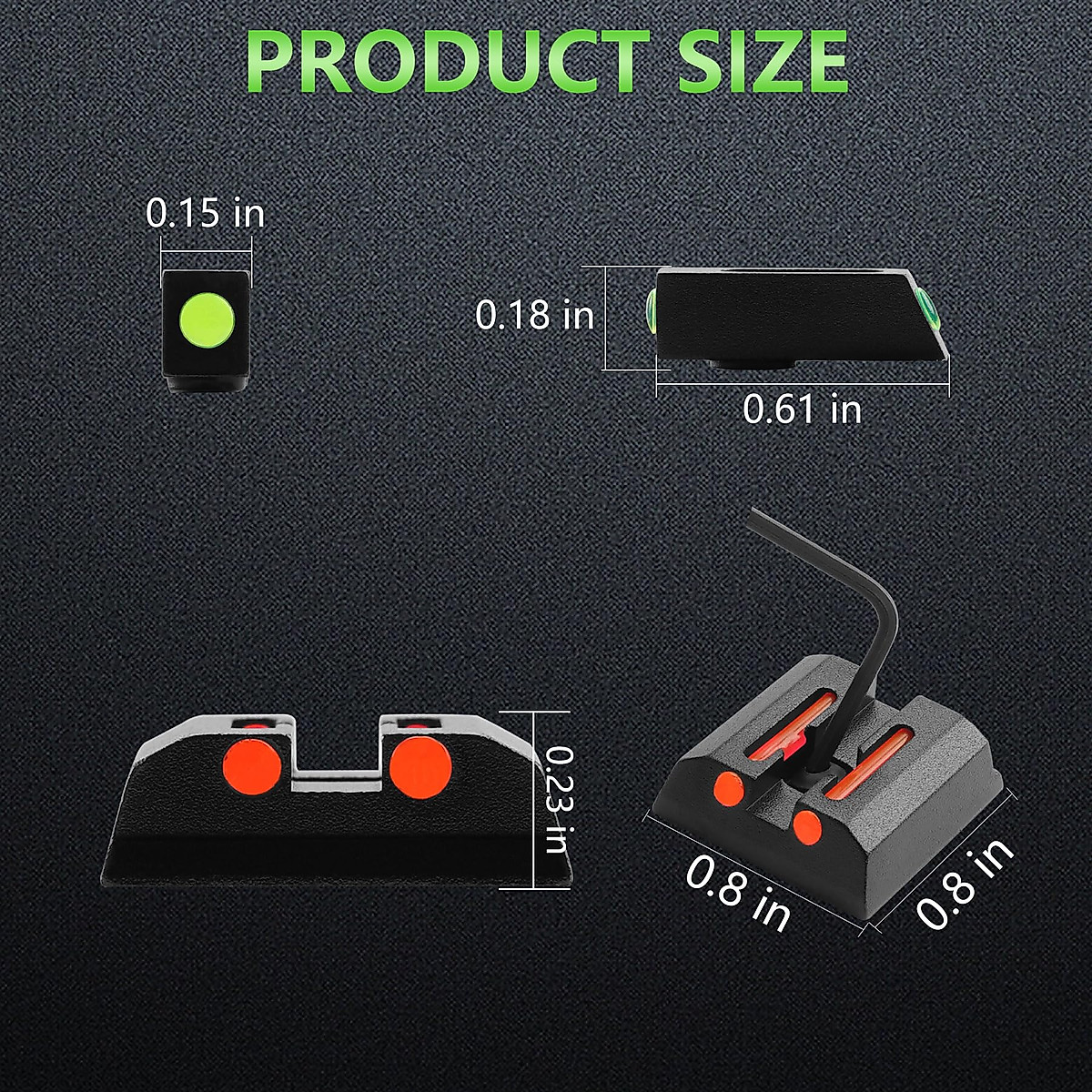 TAEDNOMZN Fiber Optic Red Green Sights No-Tritium for Taurus G2C, PT111,G2S, G3, G2, PT140, 709, 740, TX22 Accessories Sights Set (Front Green + Rear Red)