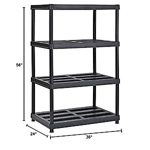 Juggernaut Storage 36" W x 24" D x 56" H 4-Shelf Resin Shelving, 600 lb Capacity Black