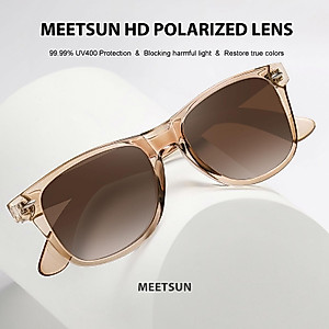 MEETSUN Polarized Sunglasses for Women Men Classic Retro Sun Glasses for Driving UV400 (3 Pack) Black Brown Gradient