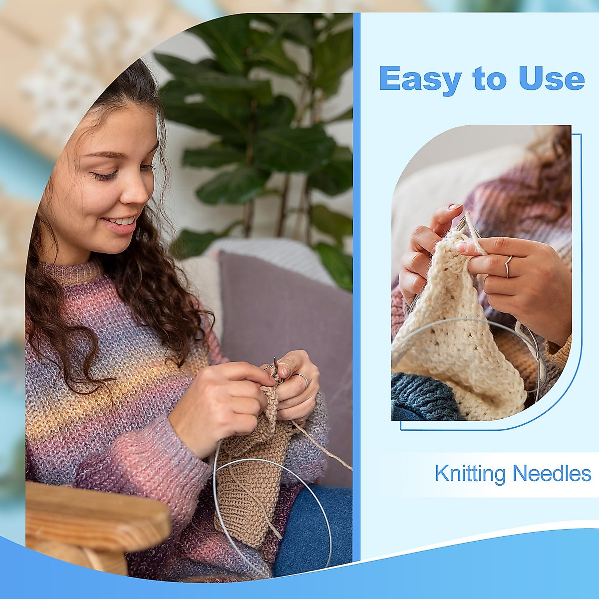 Katech Knitting Needles Set, 9 Pairs Circular Knitting Needles Set and 22 Pcs Single Pointed Knitting Needles Set with Tote Bag Knitting Accessories Knitting Supplies Knitting Needles for Beginners