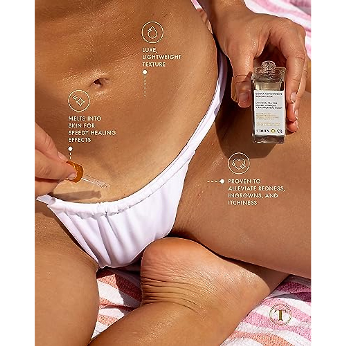 Truly Beauty Cooka Concentrate Ingrown Serum - Ingrown Hair Treatment for Bikini Area - Smoothing and Soothing After Shave Formula - Heals Razor Burn, Nicks, and Ingrowns - 0.7 OZ