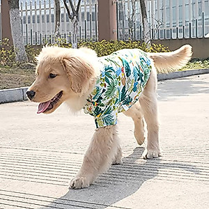 Harikaji Dog Hawaiian Shirt, Summer Pet Clothes Large Dog Cool Costume Beach T-Shirt for Medium Large Dog(White,6XL)