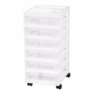 IRIS USA 585636 6-Drawer Storage Cart with Organizer Top, White