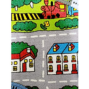 Mybecca Kids Rugs Street Map in Grey 5' X 7' Childrens Area Rug - Non Skid Gel Backing (59" x 82")