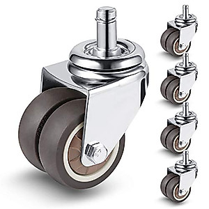 W B D WEIBIDA Office Chair Wheels Replacement, 2 Inch Dual Rubber Chair Caster Wheels, Smooth & Quite Casters for Hardwood Floor and Carpet, Universal Size Stem, Heavy Duty Load Up to 750 lbs,Set of 5